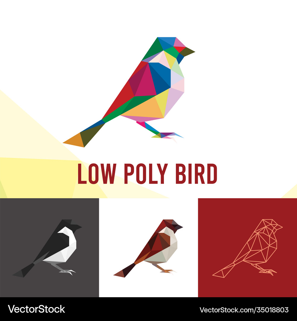 Bird animals low poly logo icon symbol set Vector Image