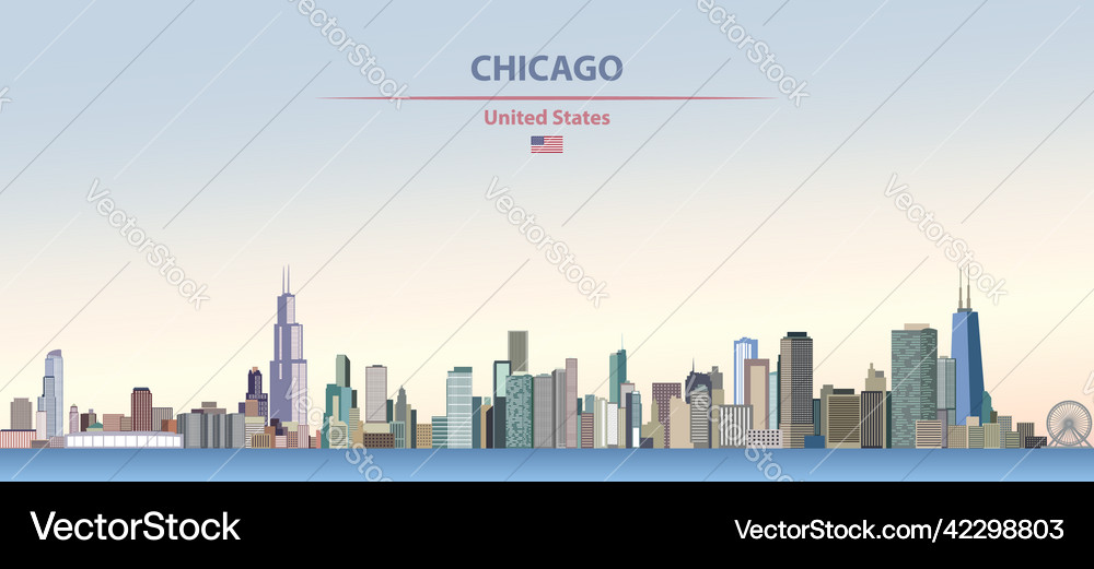 Chicago city skyline on colorful gradient Vector Image