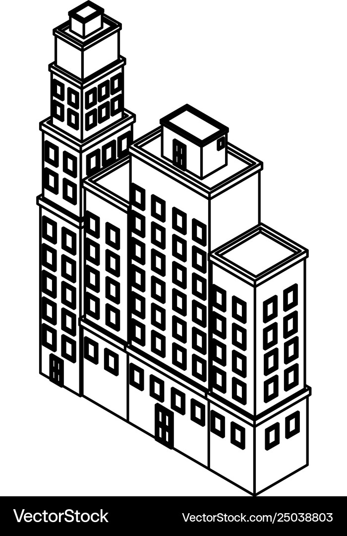Company buildings isometric Royalty Free Vector Image