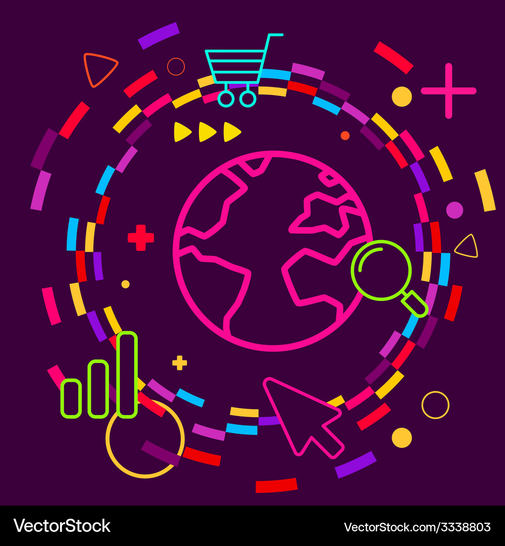 Earth on abstract colorful geometric dark Vector Image