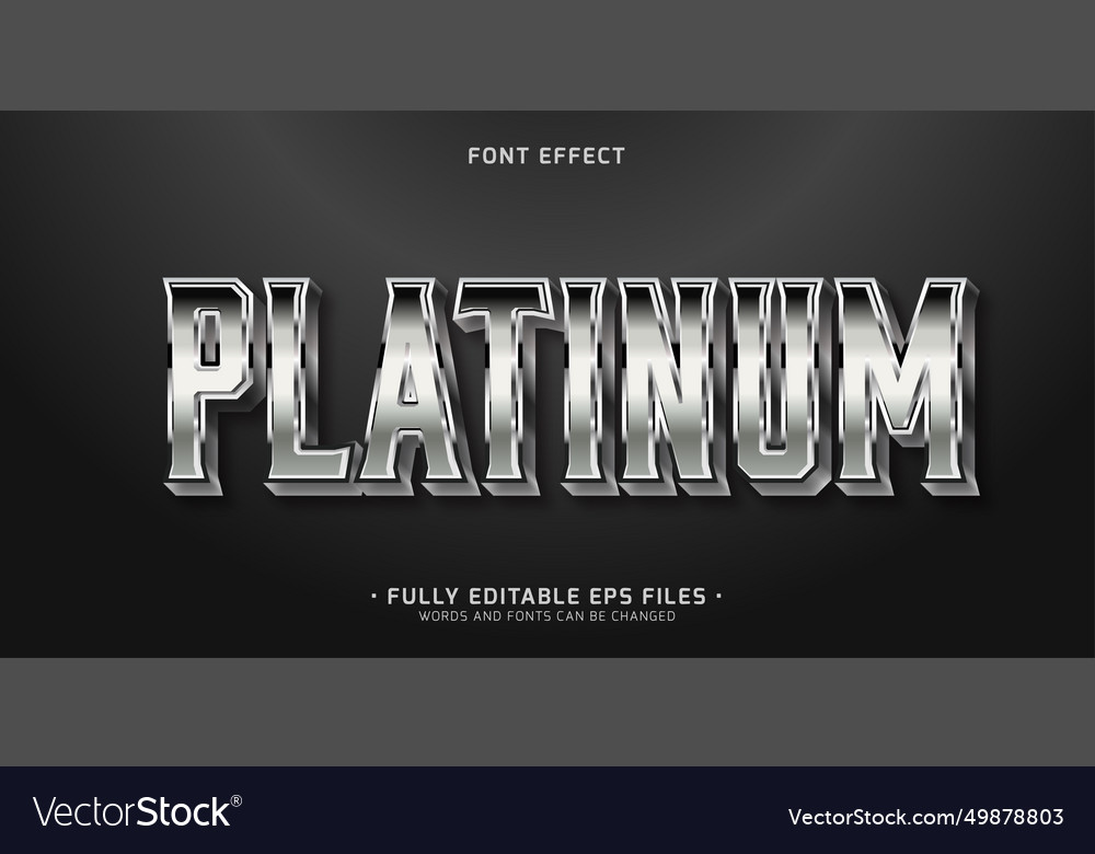 Editable platinum gradient text effect Royalty Free Vector