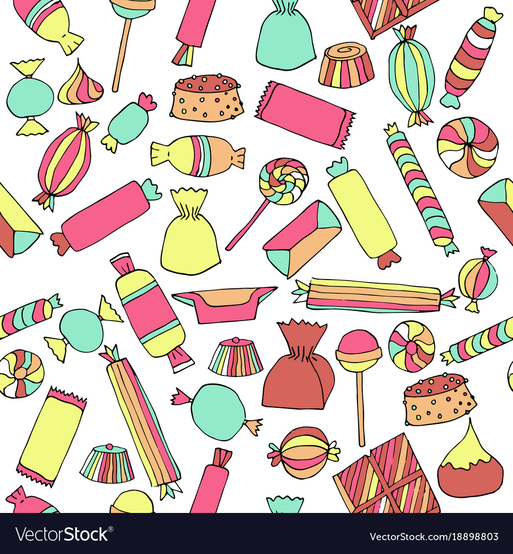 Hand drawn candy seamless pattern Royalty Free Vector Image Hand drawn candy seamless pattern Royalty Free Vector Image