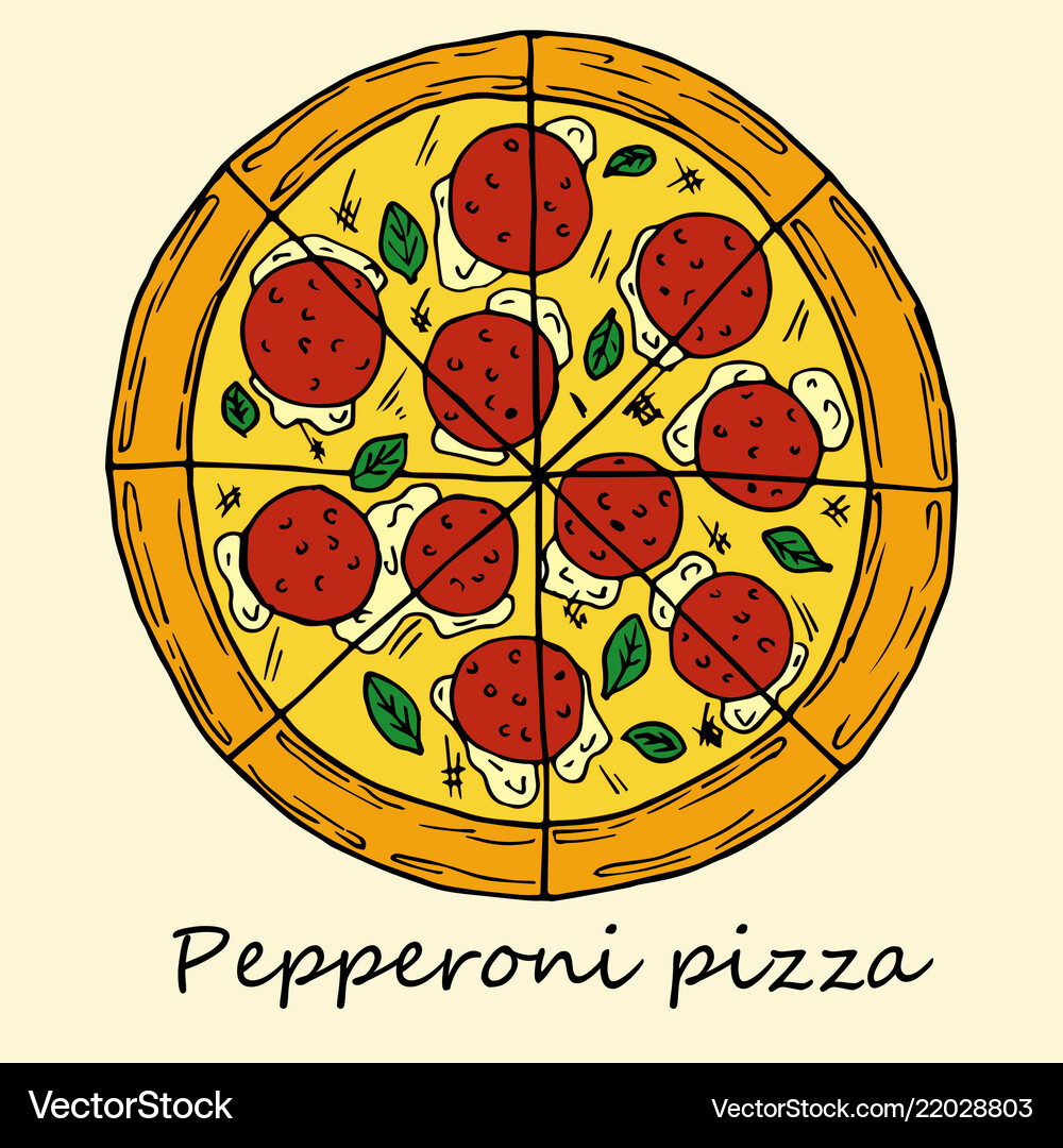 Hand drawn of pizza Royalty Free Vector Image - VectorStock