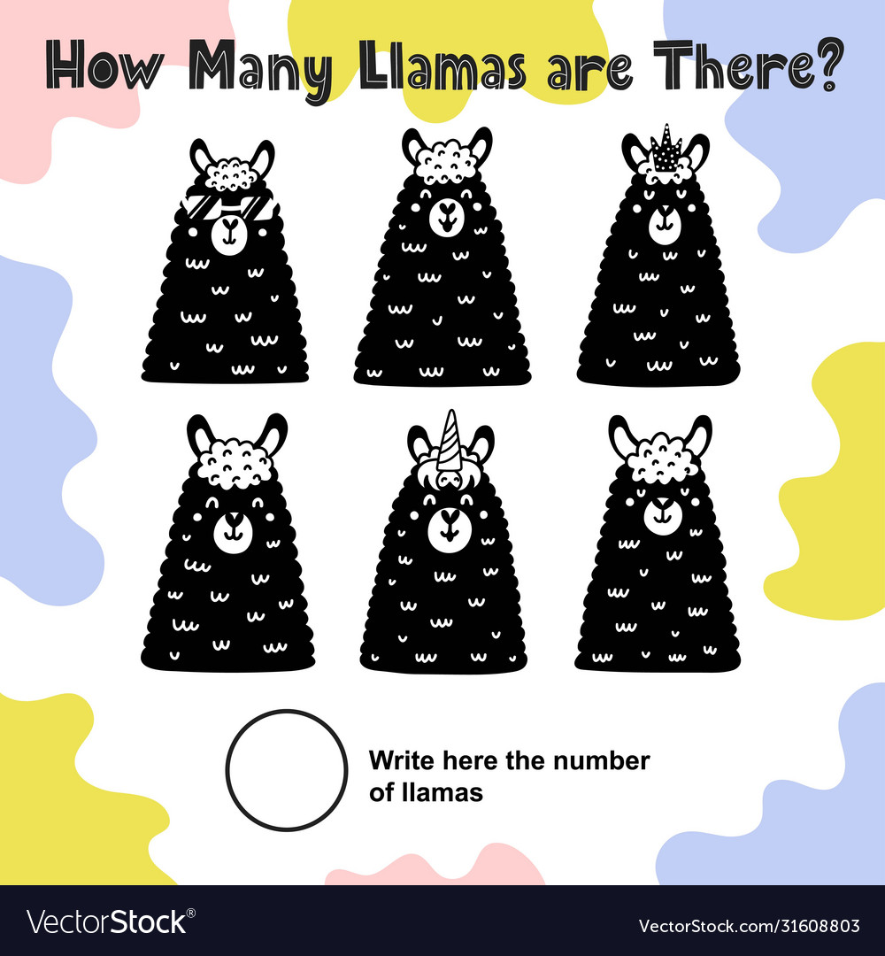 How many llamas are there count and write Vector Image