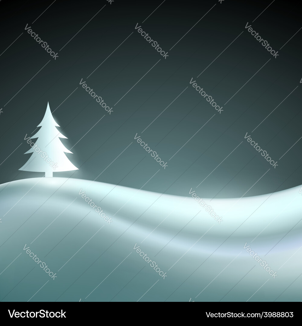 Landscape with christmas tree Royalty Free Vector Image