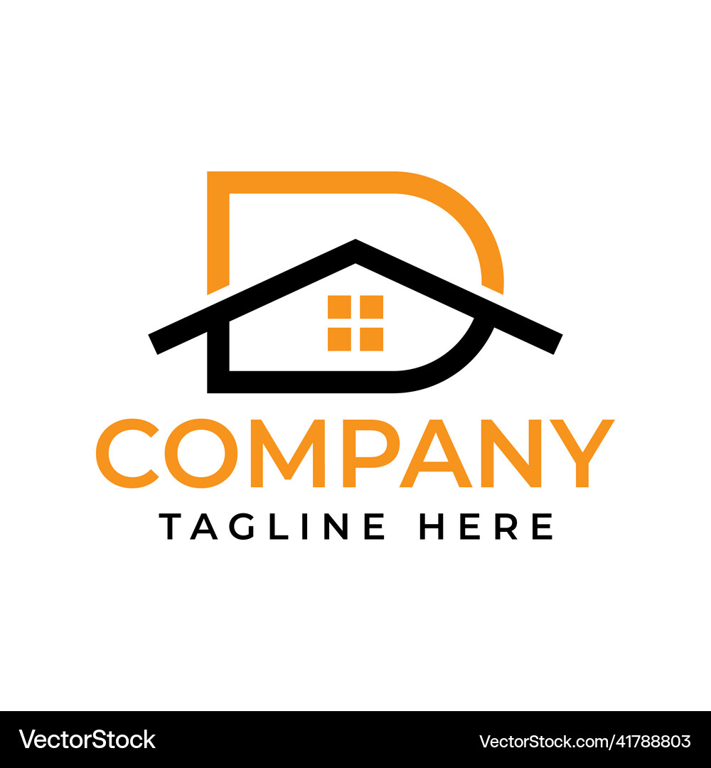 Letter d with house logo design Royalty Free Vector Image