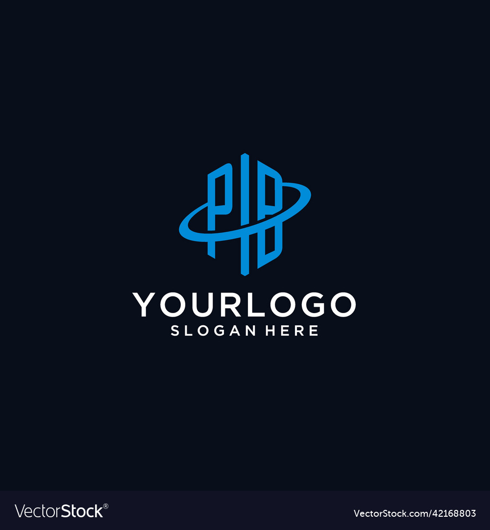 Pb initial monogram logo with hexagonal shape Vector Image