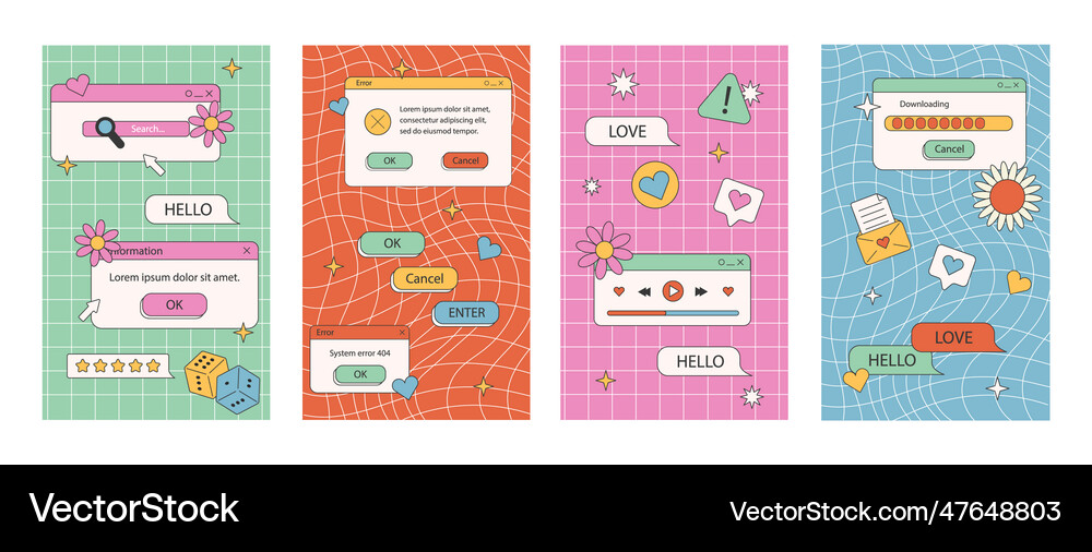 Social media stories retro groovy interface Vector Image