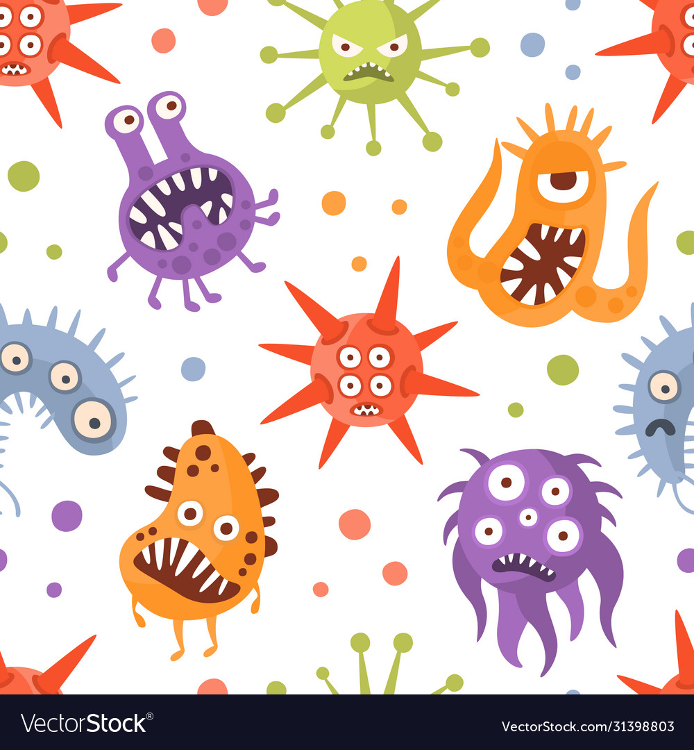 Various microorganisms seamless pattern germs Vector Image