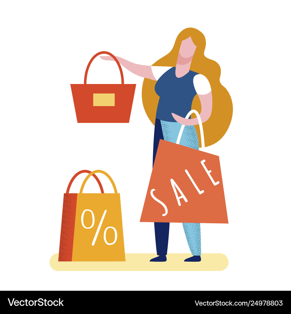 Woman selling handbag flat Royalty Free Vector Image