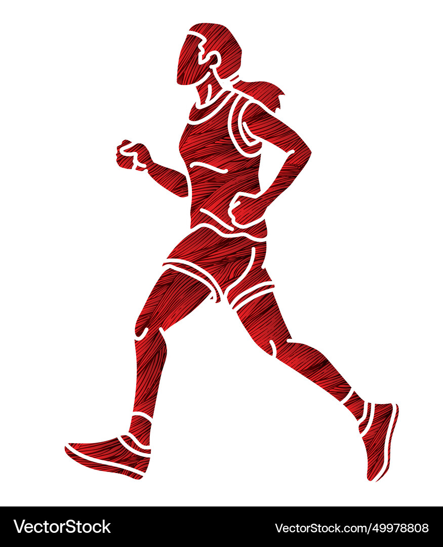 A woman running action marathon runner Royalty Free Vector