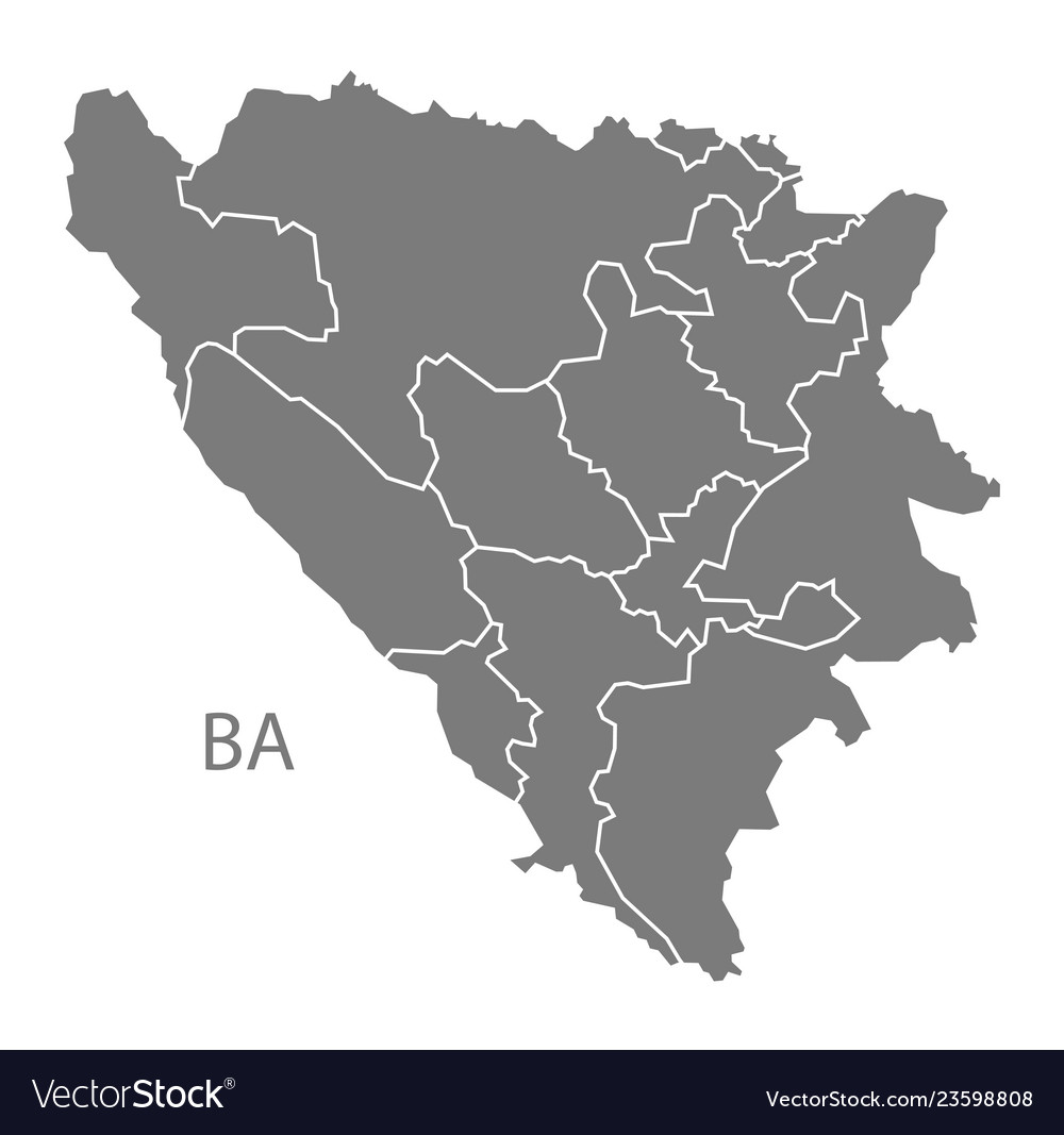 Bosnia and Herzegovina Regions Map Royalty Free Vector Image