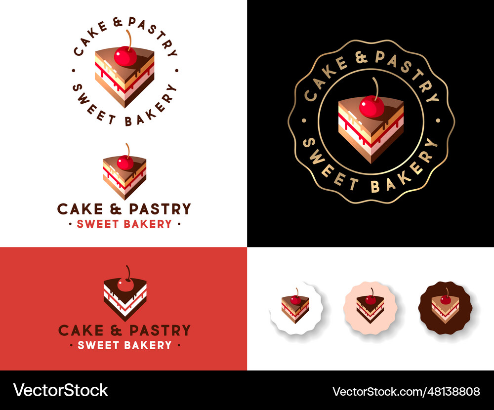 Cake pastry emblem bakery piece cake chocolate Vector Image