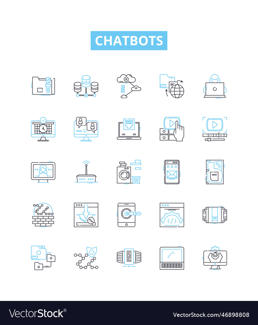 Chatbots line icons set ai Royalty Free Vector Image Chatbots line icons set ai Royalty Free Vector Image