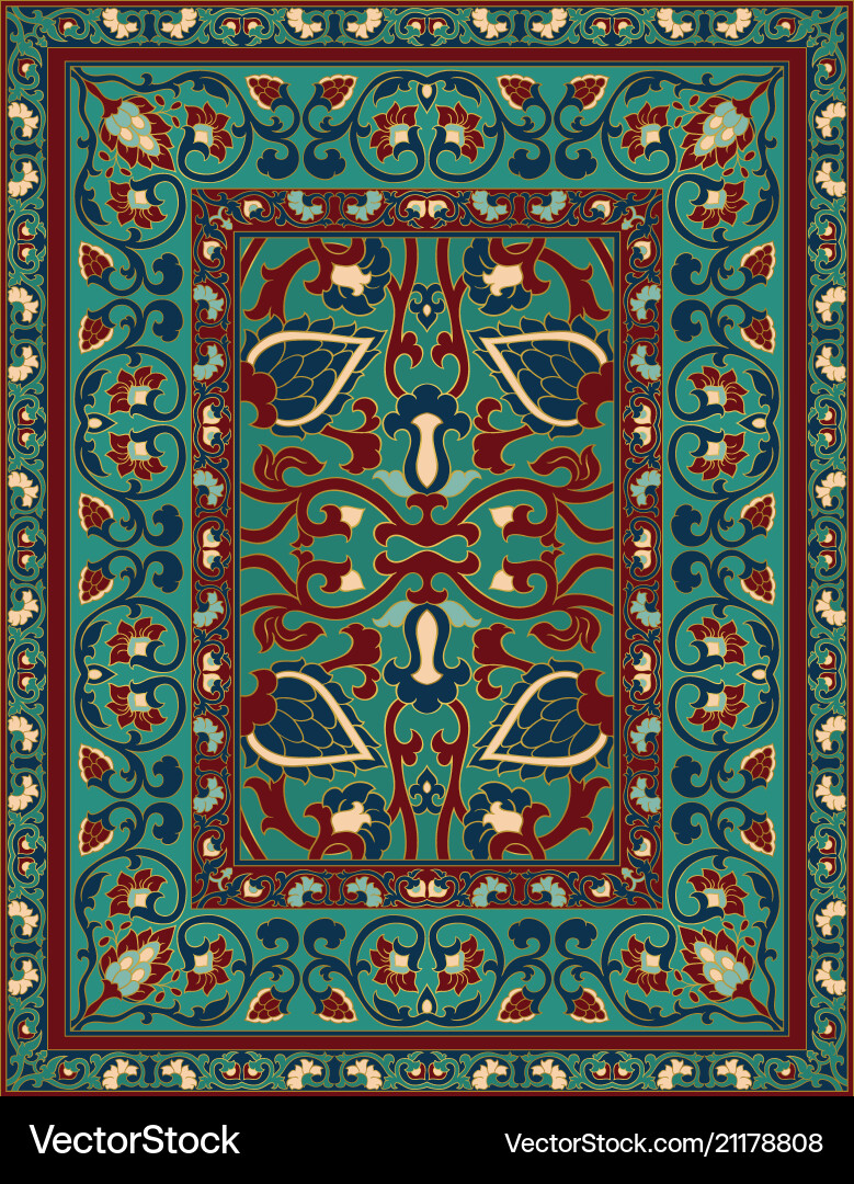 Colorful carpet with abstract flowers Royalty Free Vector