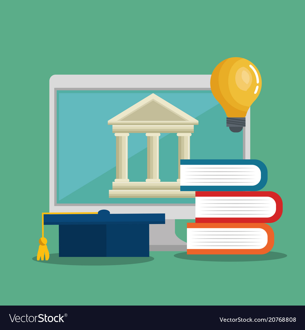 Desktop computer with easy learning icons Vector Image