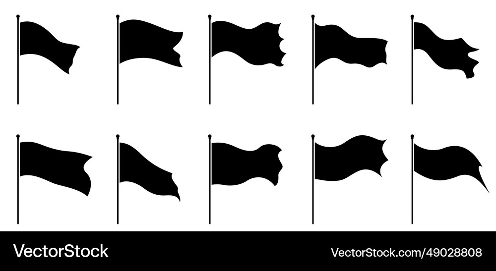 Flag icon set signs isolated on white Royalty Free Vector
