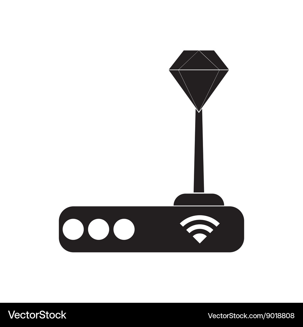 Flat icon in black and white wi fi modem Vector Image