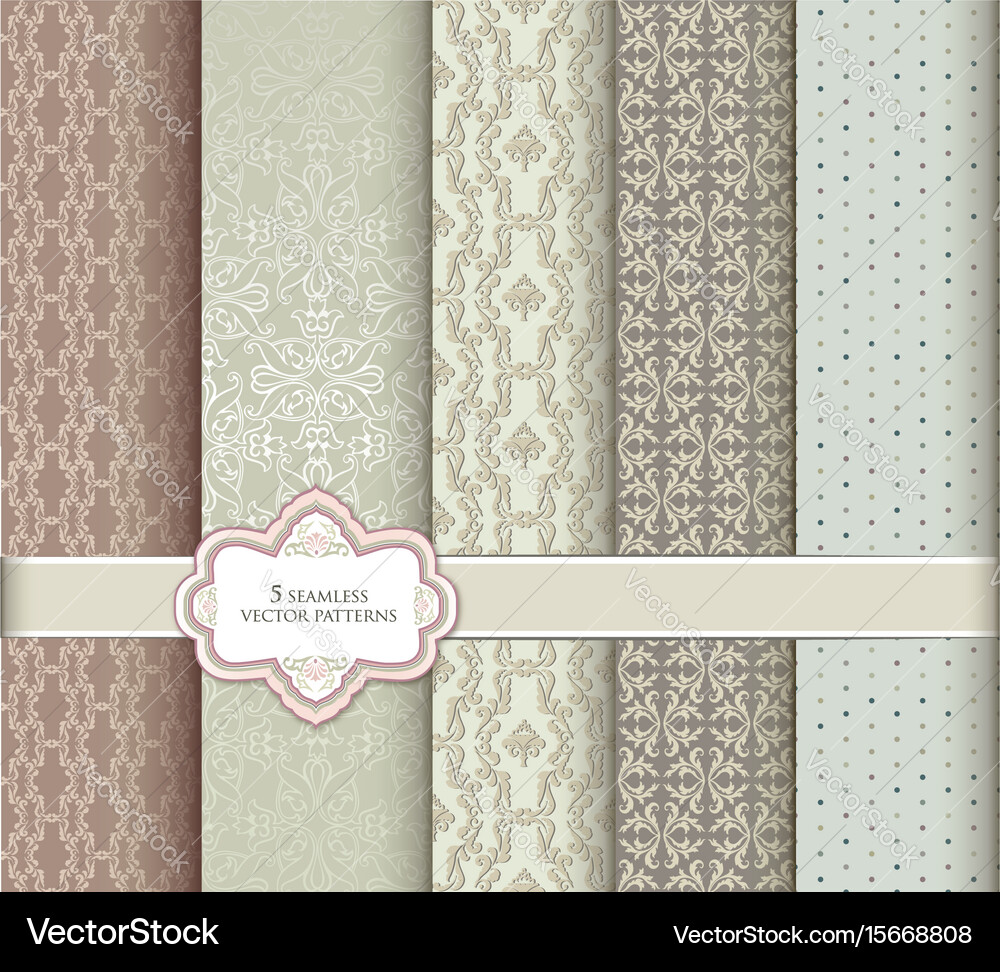 Floral seamless pattern set in vintage style Vector Image