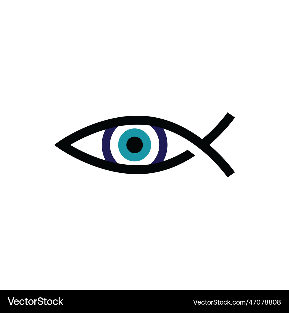 Image of ichthys fish and evil eye amulet Vector Image