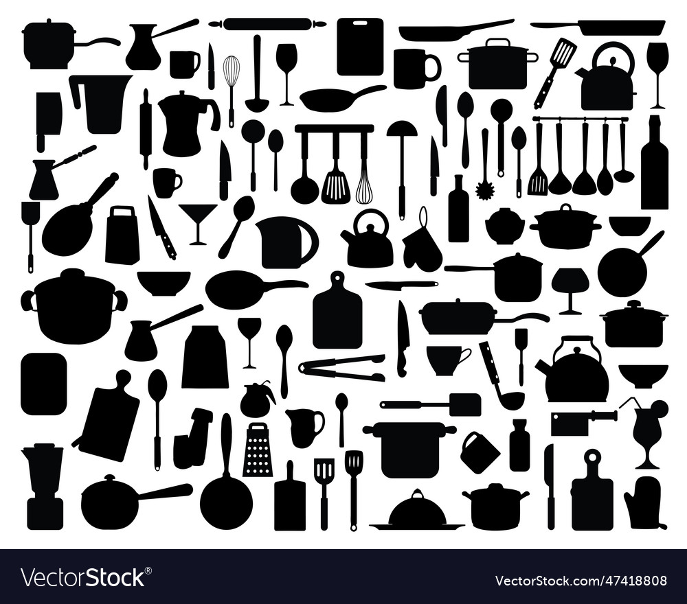 Kitchen elements silhouette Royalty Free Vector Image