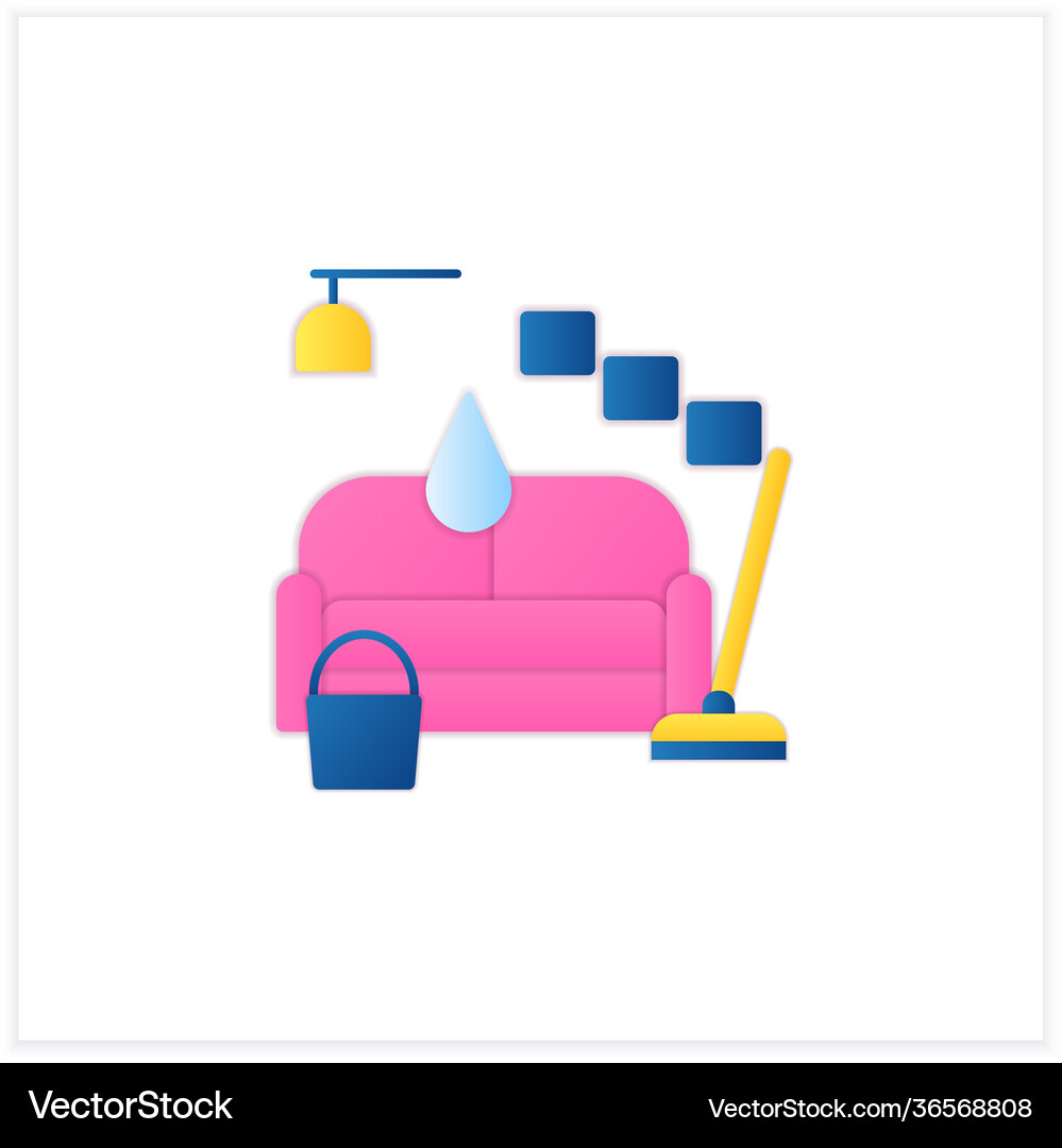 Living room cleaning flat icon Royalty Free Vector Image