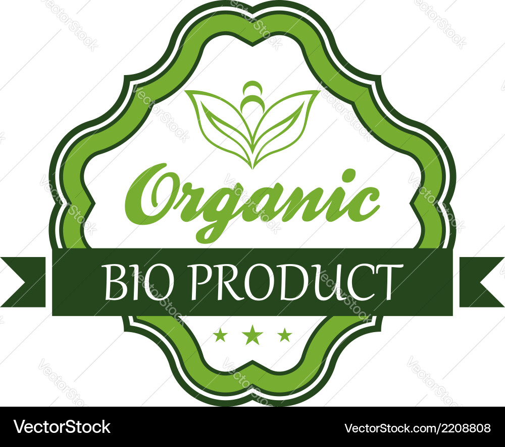 Organic bio product emblem or label Royalty Free Vector