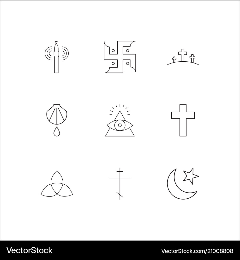 Religion outline icons set Royalty Free Vector Image