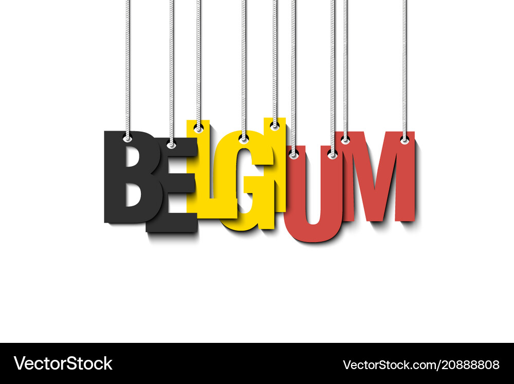 Word belgium hang on ropes Royalty Free Vector Image
