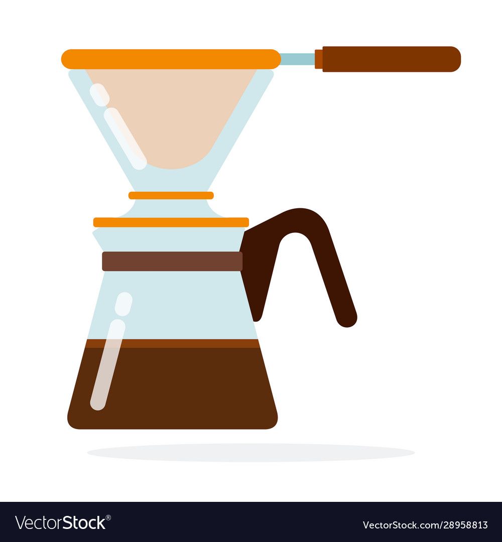 Coffee maker with filter flat isolated Royalty Free Vector