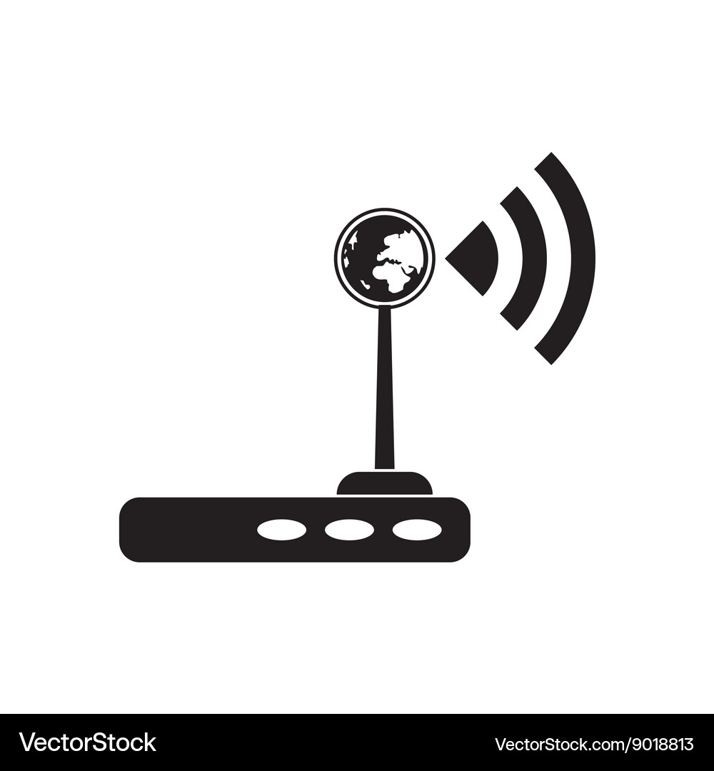 Flat icon in black and white wi fi modem Vector Image