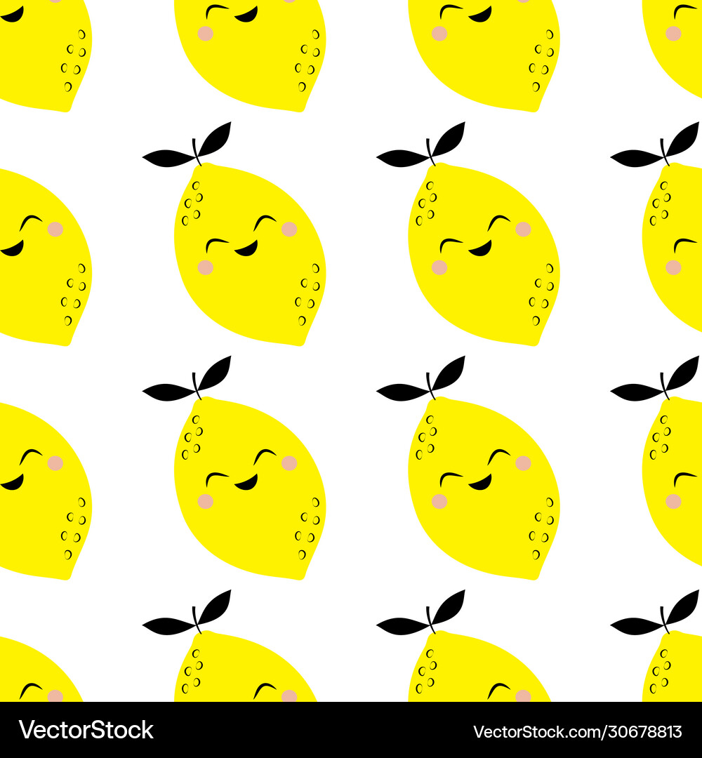 Funny lemon seamless pattern isolated on white Vector Image
