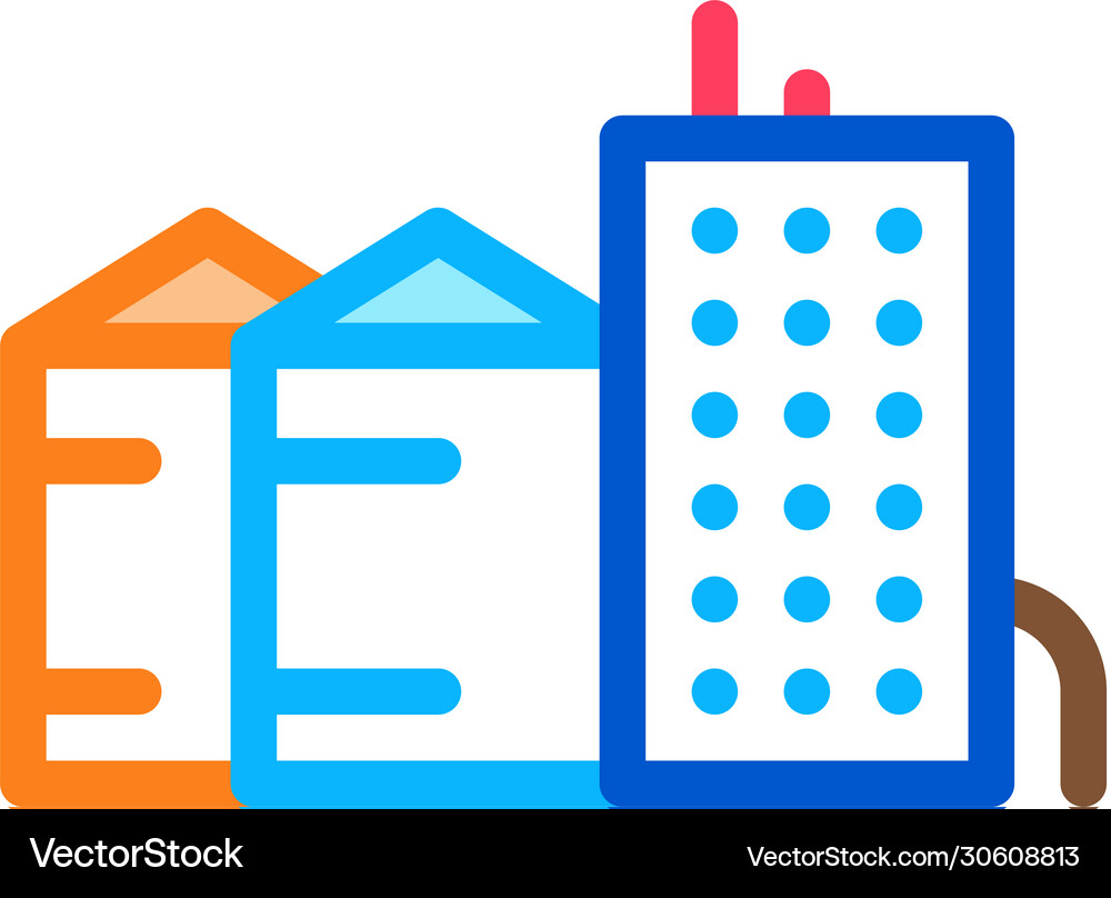 Heaters with residential buildings icon Royalty Free Vector