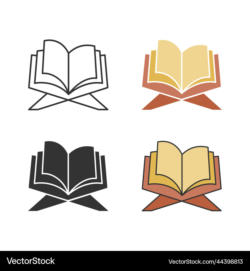 Holy quran icons set isolated Royalty Free Vector Image