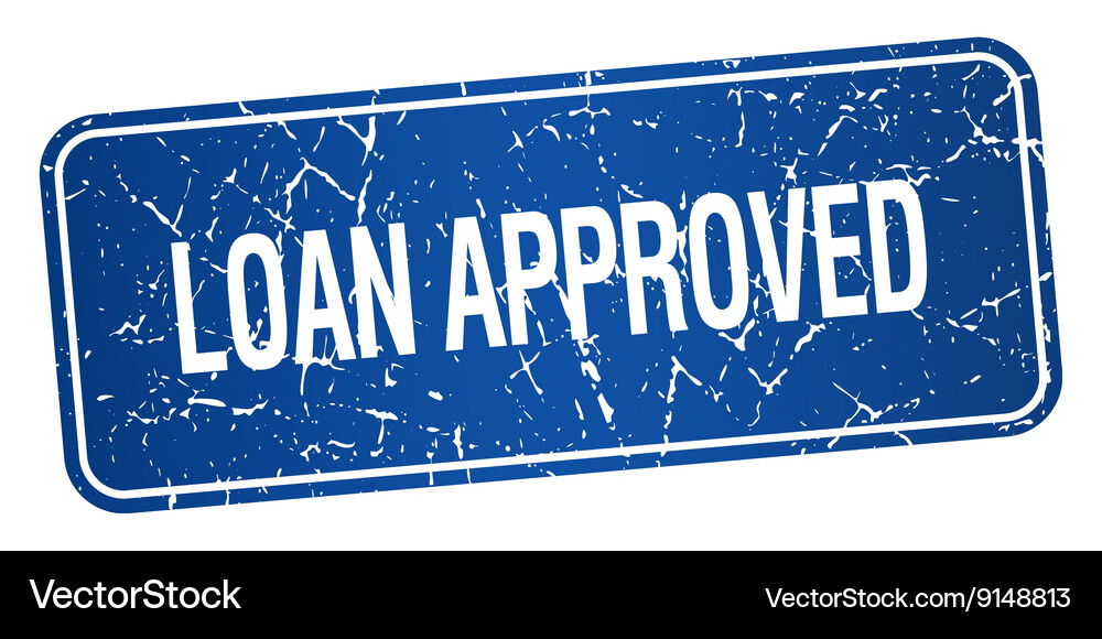 Loan approved blue square grunge textured isolated