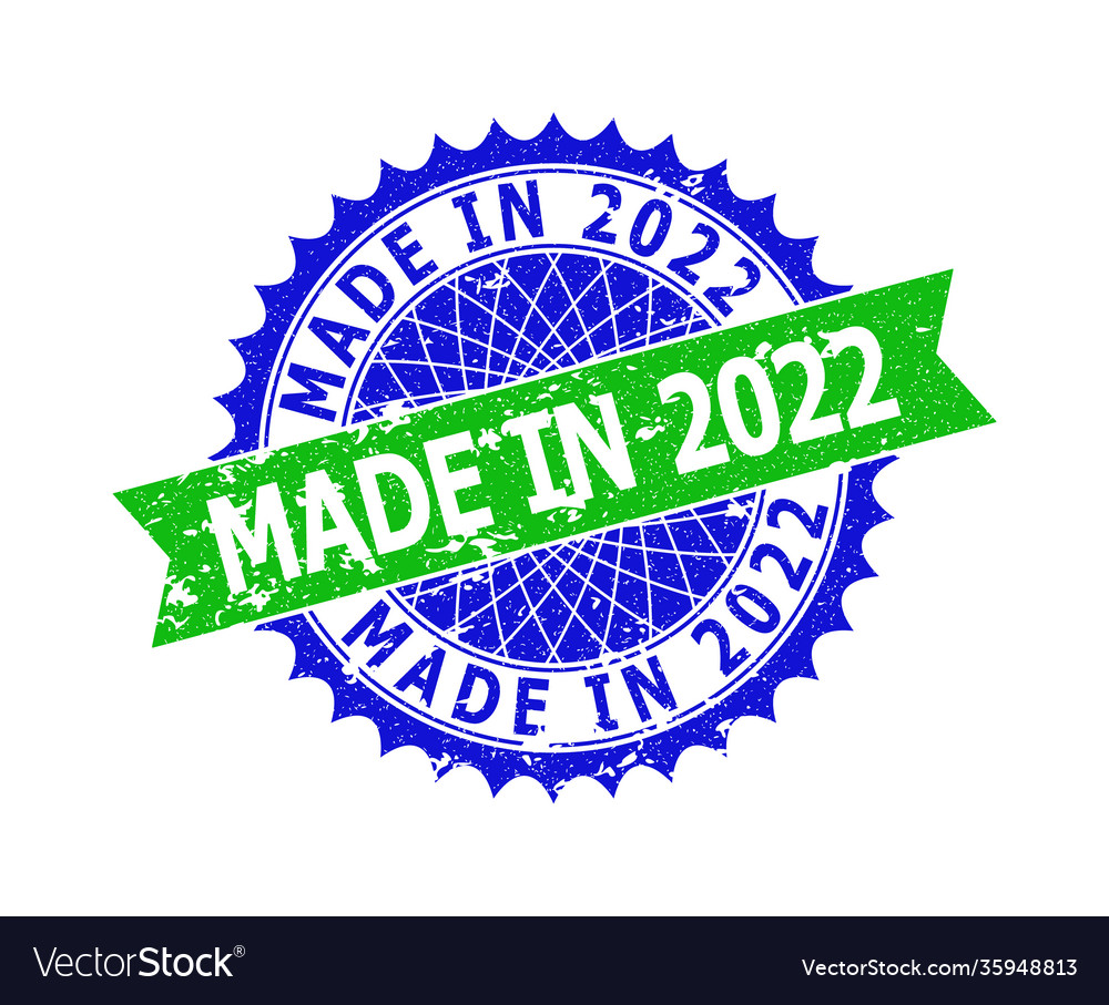 Made in 2022 bicolor rosette rubber stamp seal Vector Image