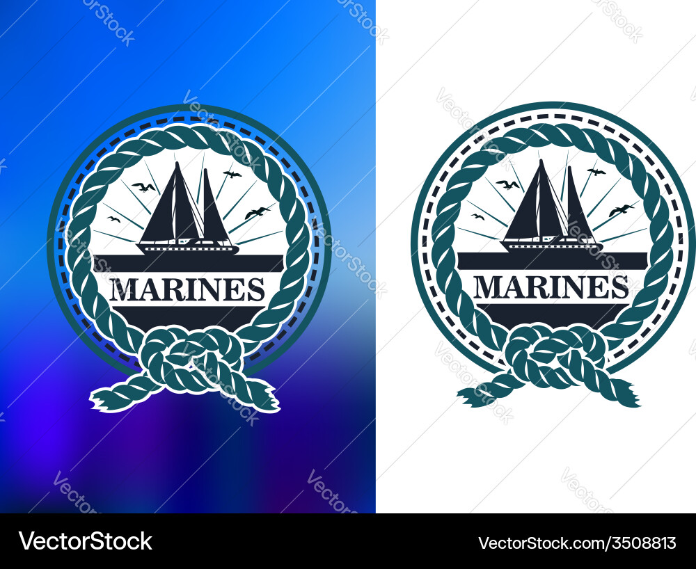 Marines circle emblem logo in retro style Vector Image
