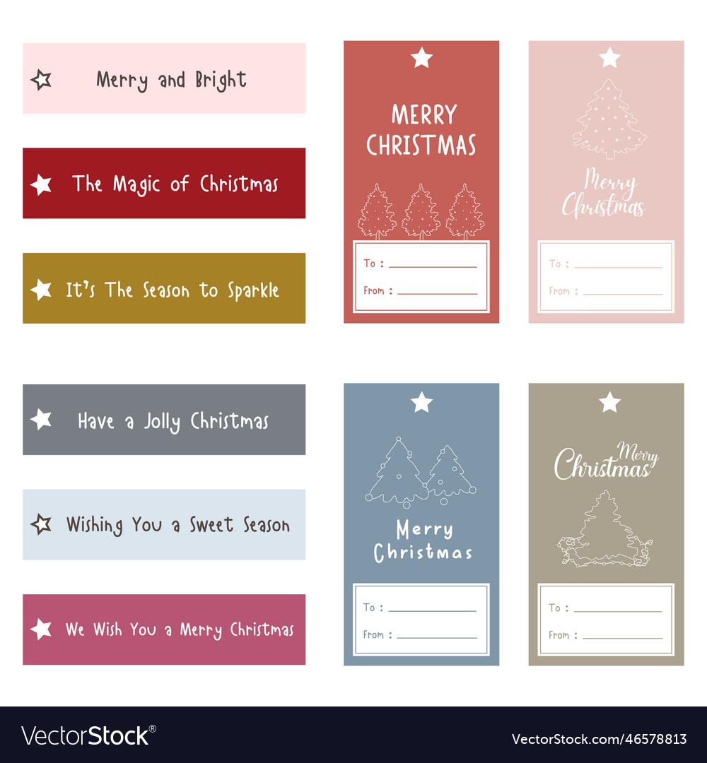 Merry christmas printable gift tags Royalty Free Vector