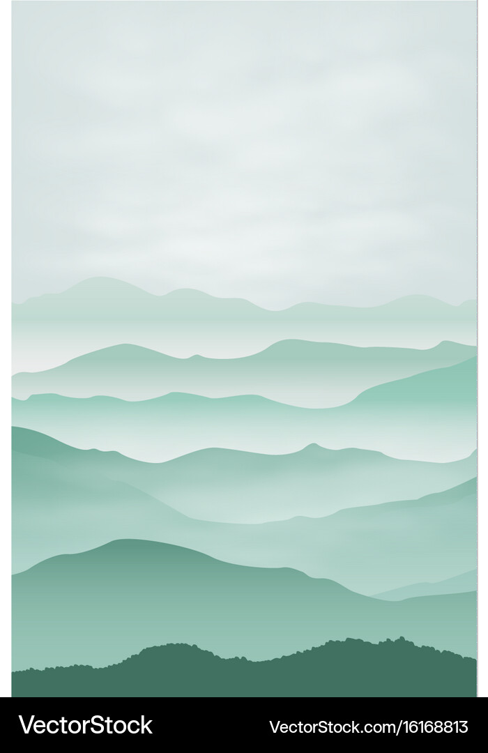 Mountains in the fog background Royalty Free Vector Image