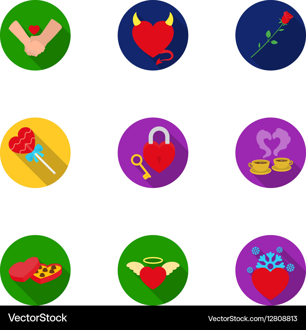 Romantic set icons in flat style big collection Vector Image