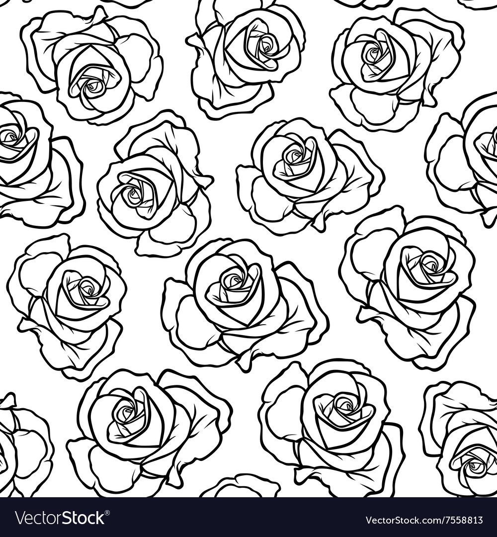 Rose contour pattern Royalty Free Vector Image