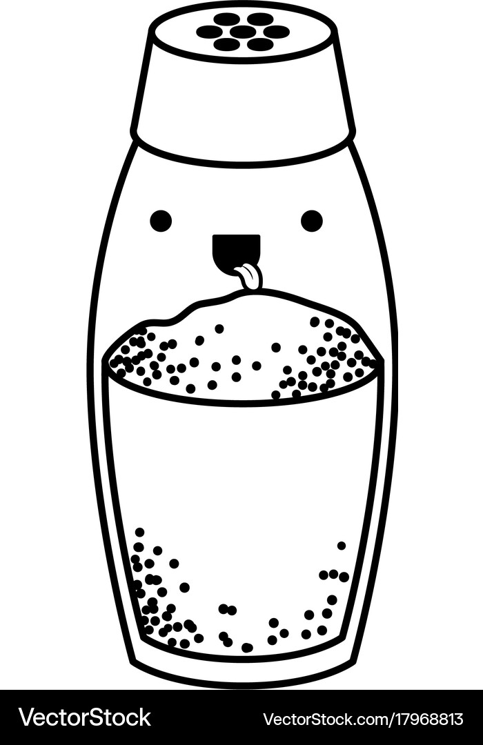 Salt container monochrome kawaii silhouette Vector Image