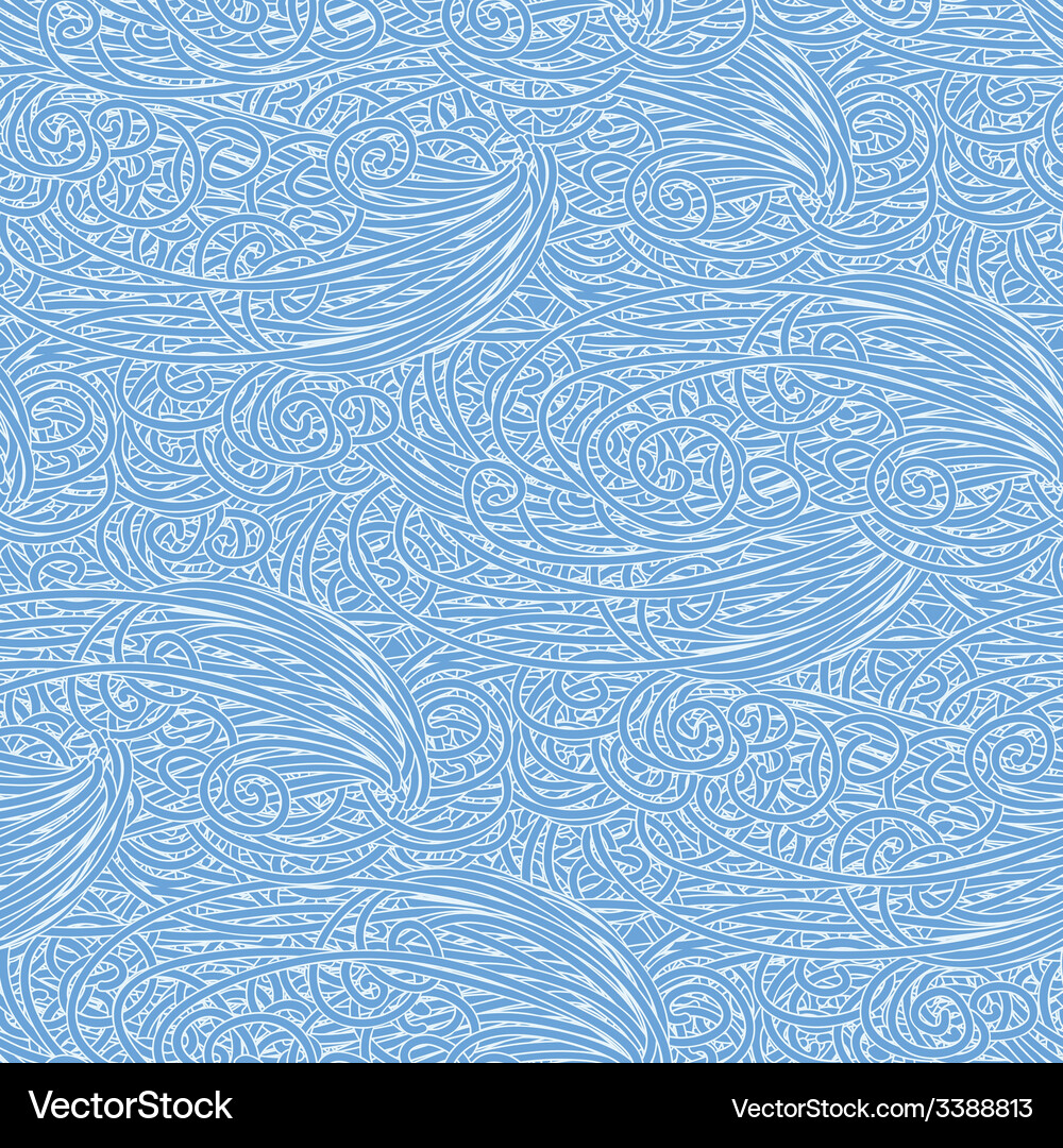 Seamless wave hand-drawn pattern waves Royalty Free Vector
