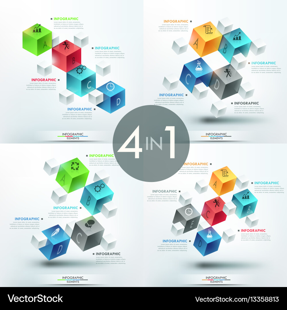 Set of 4 creative infographic design templates Vector Image