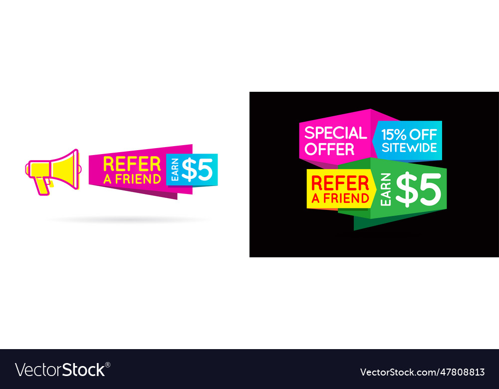 Set of refer a friend colorful banners or posters Vector Image