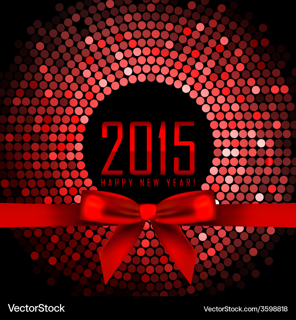 2015 background with red disco lights and ribbon Vector Image
