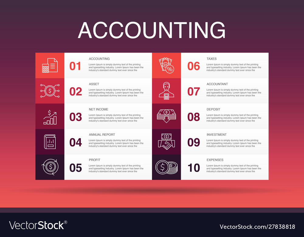 Accounting infographic 10 option templateasset Vector Image