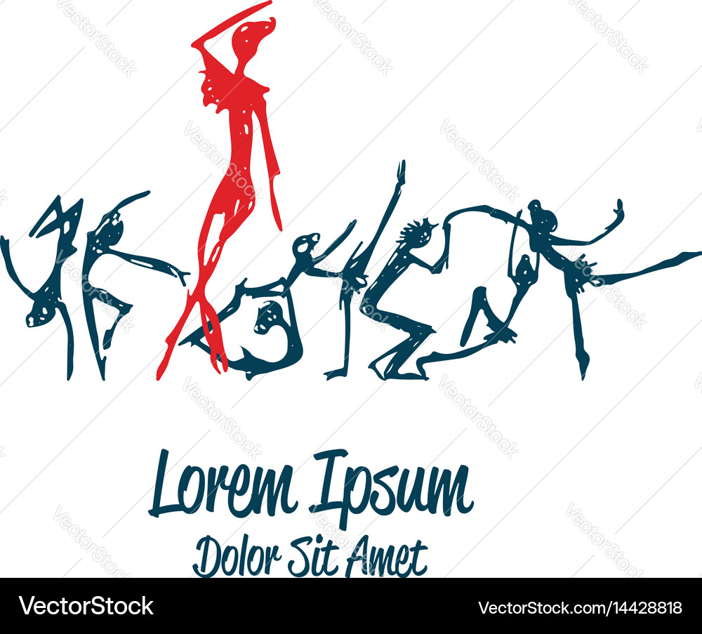 Dancing people sketch for your design Royalty Free Vector