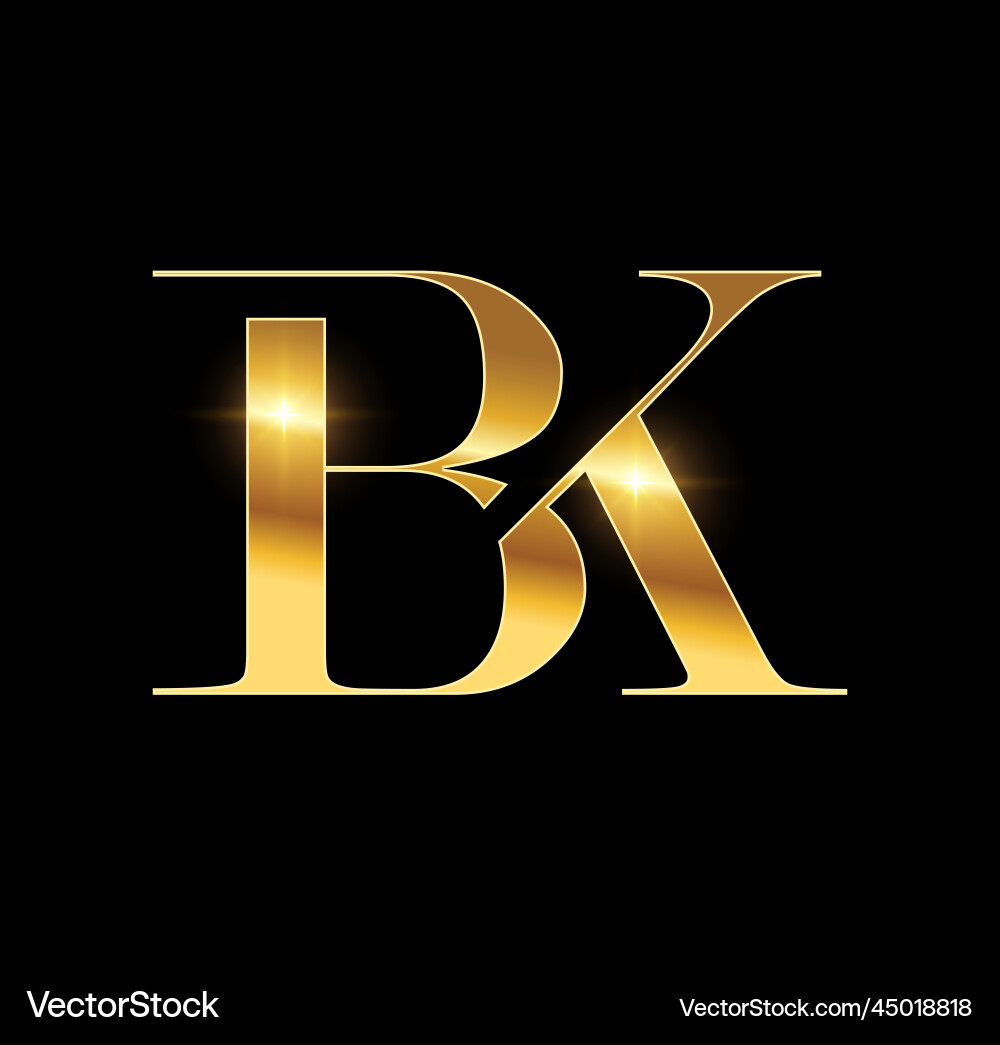 Golden monogram logo initial letters bk Royalty Free Vector