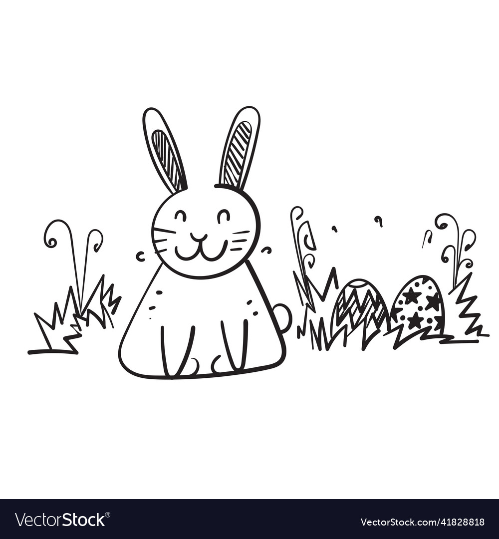 Hand drawn doodle bunny rabbit and easter egg Vector Image